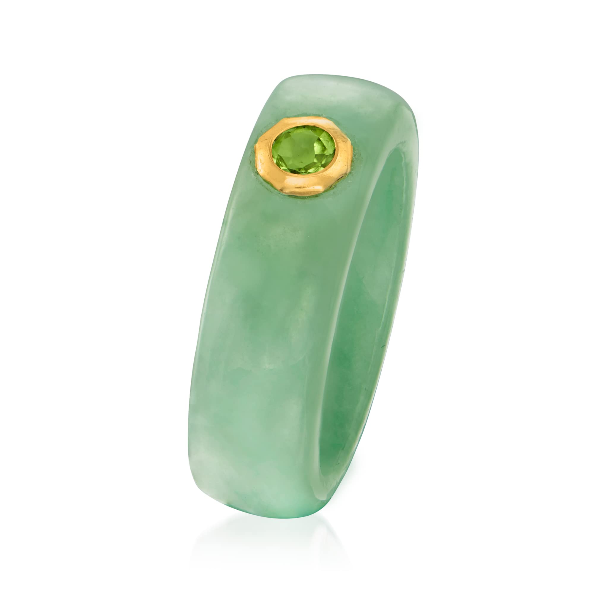 Ross-Simons Jade and .30 Carat Peridot Ring With 14kt Yellow Gold. Size 6