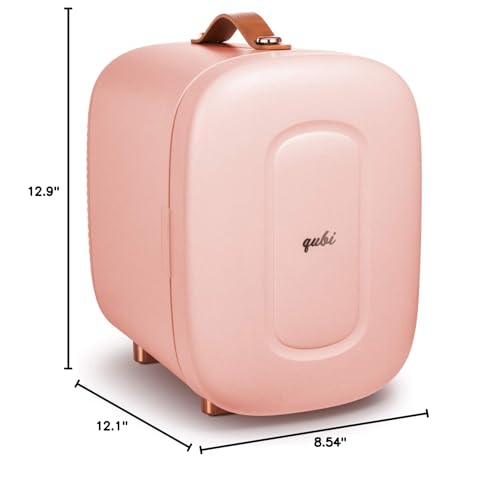 QUBI Mini Fridge, Professional Skincare Fridge, Mini Cosmetics Makeup Fridge, Compact Fridge 5 Liter (Pink, 5L)