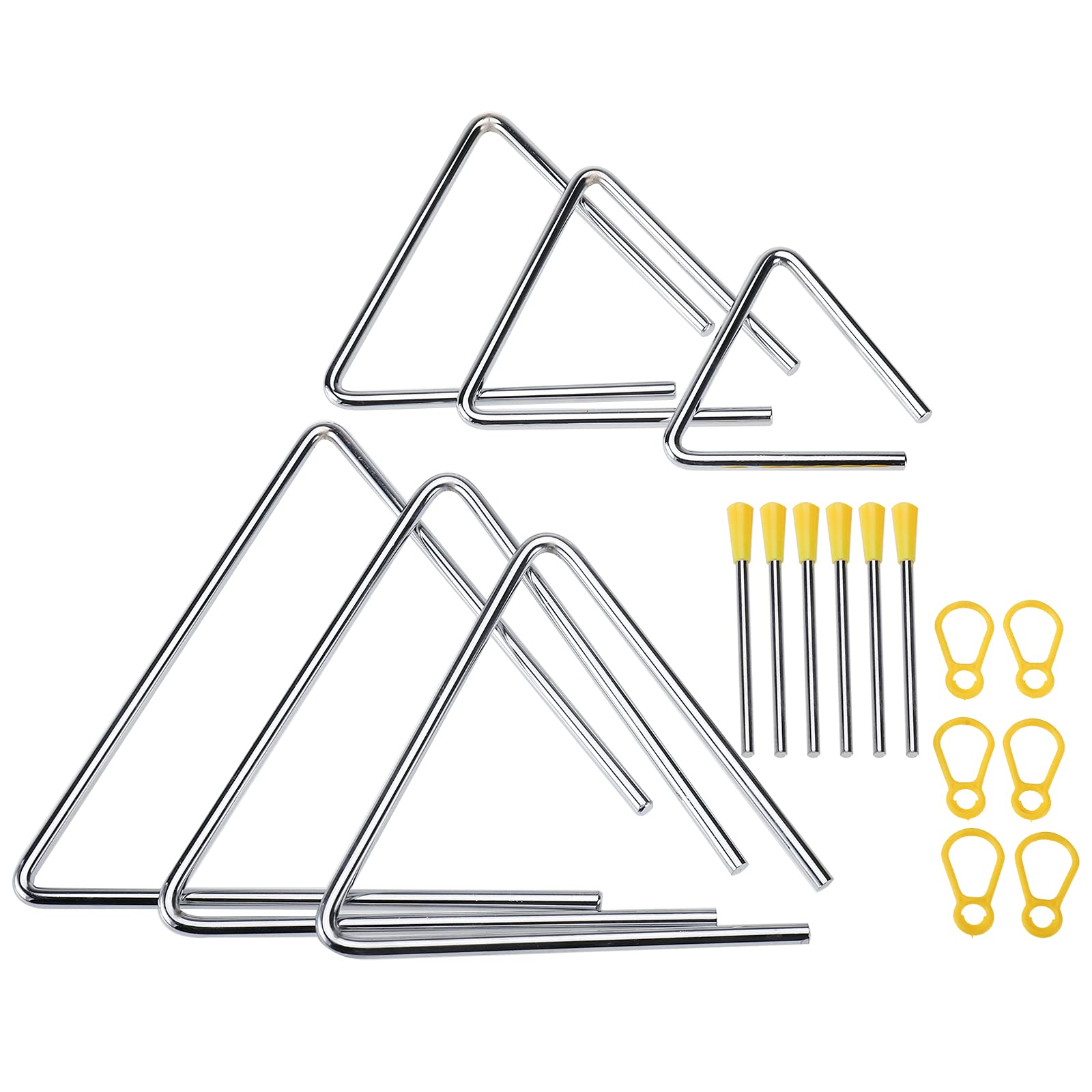 Patioer 6 Pack Triangle Instrument Set (4" 5" 6" 7" 8" 9"), Musical Triangle Instruments Holder Hand Percussion Instrument Triangles