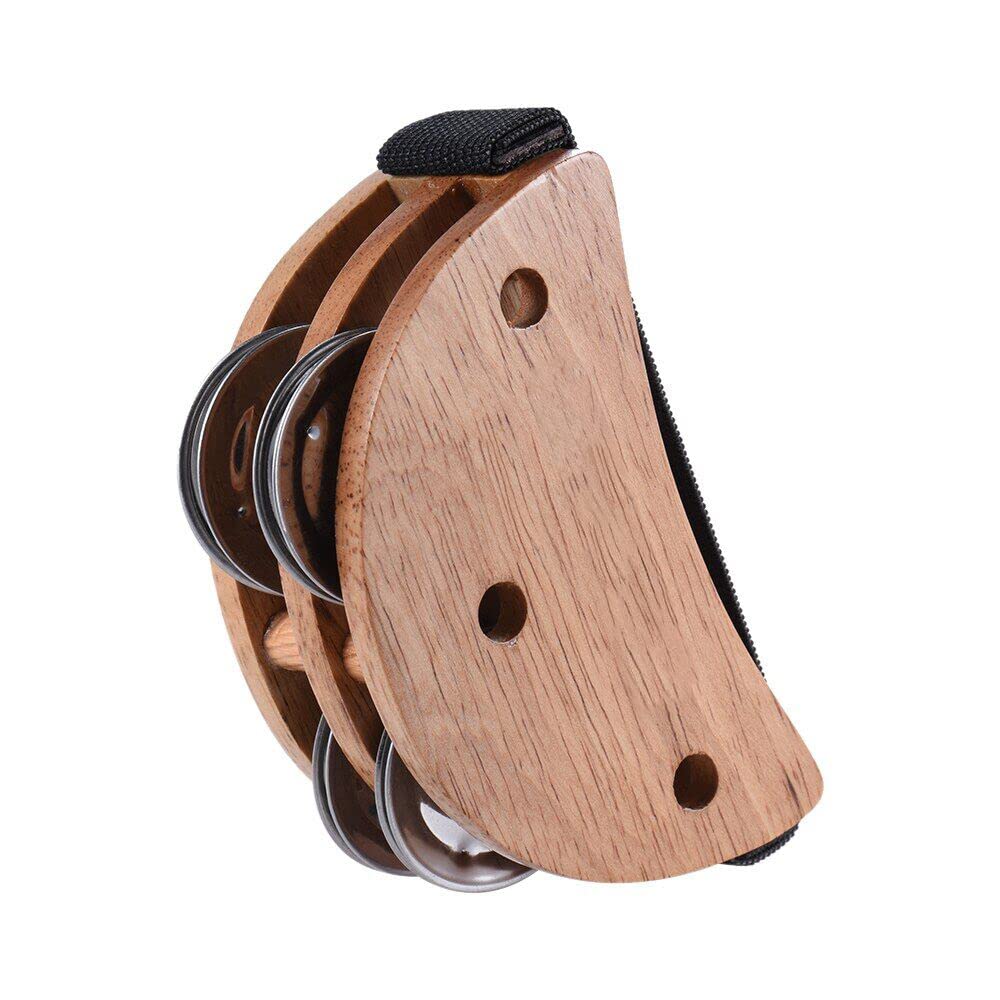 summina Elliptical Cajon Box Drum Accessory Foot Jingle Tambourine for Hand Percussion Instruments Burlywood