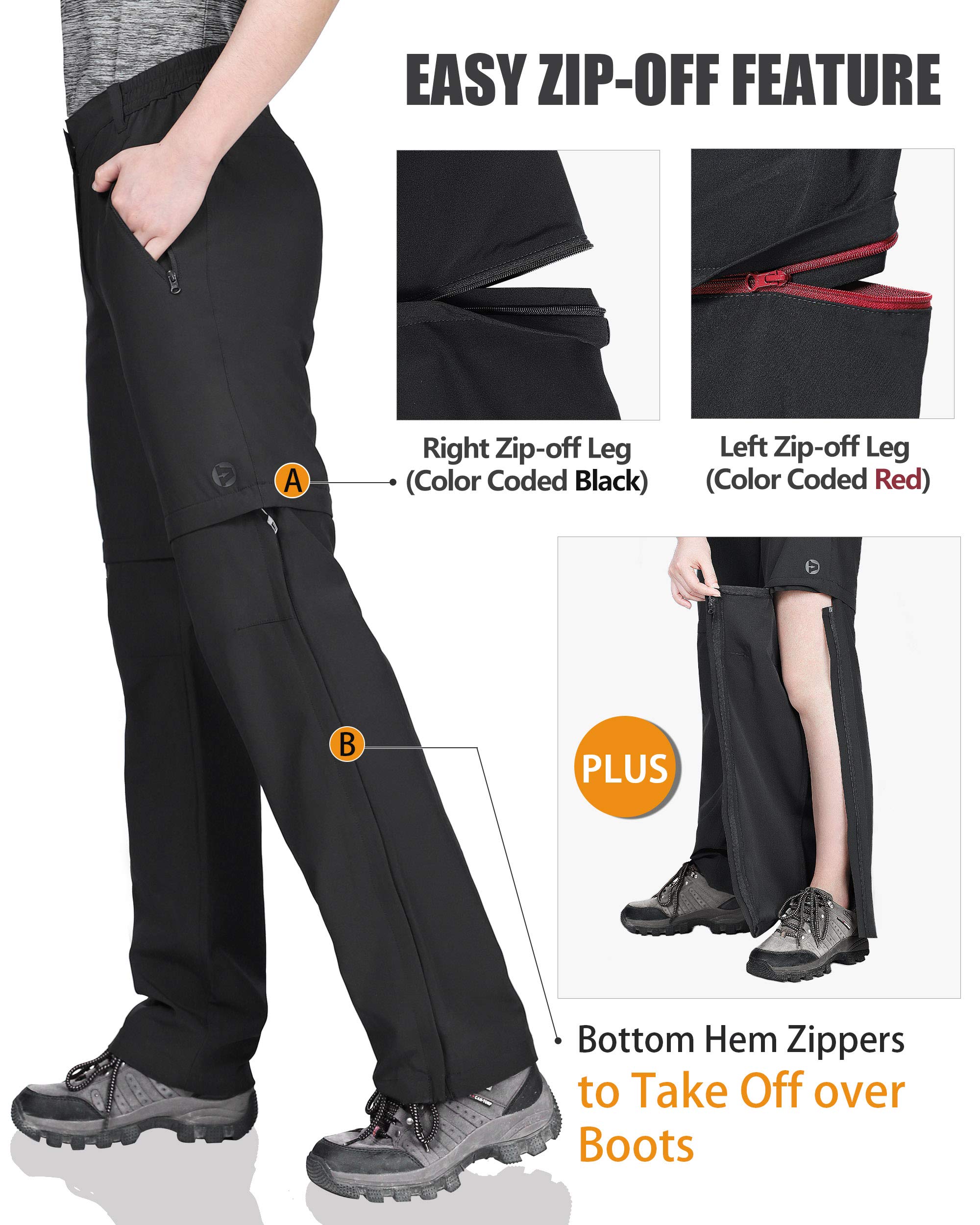 Outdoor Ventures Women's Elenis Lightweight Convertible Stretch Quick Dry Cargo Shorts Pants Black XL