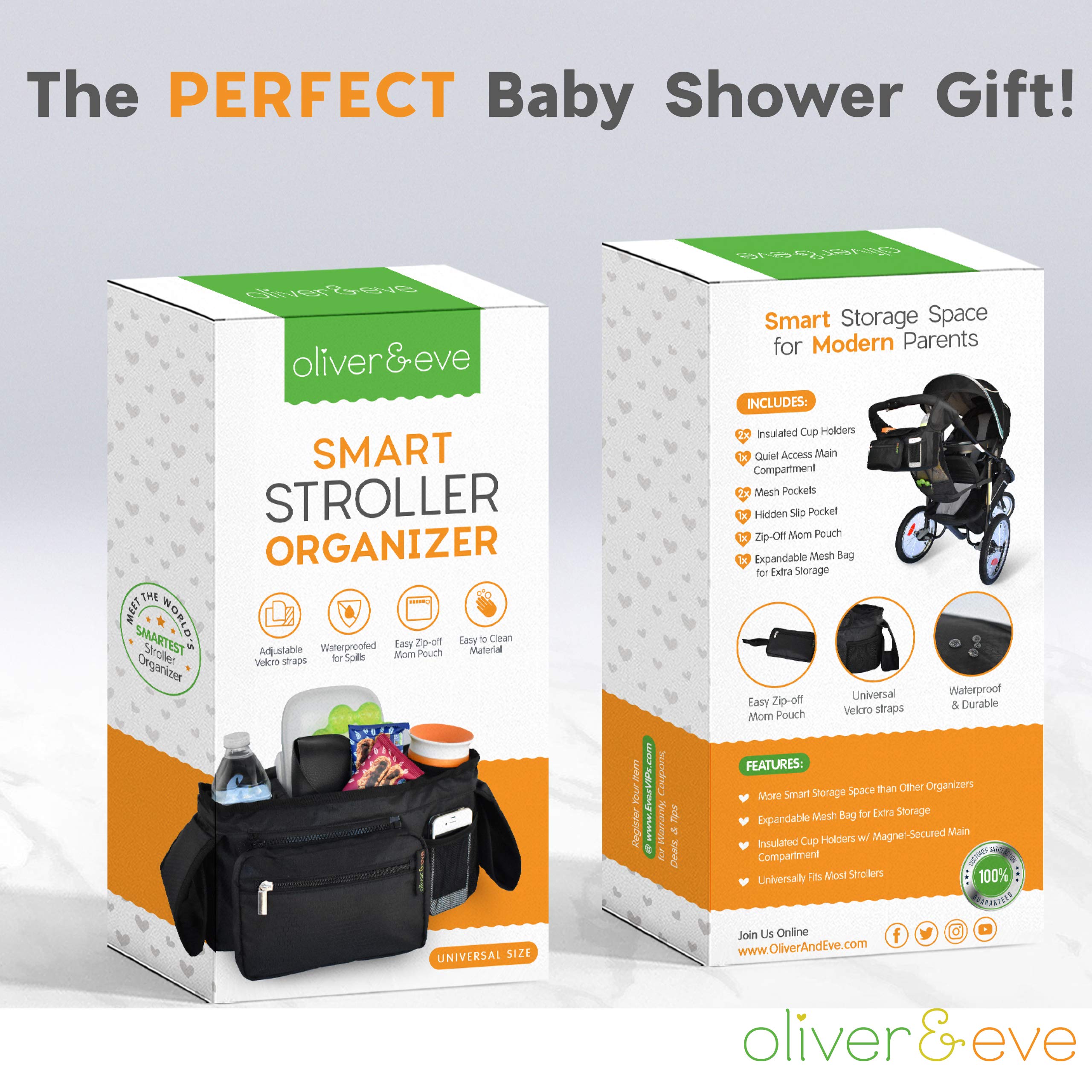 Oliver & Eve Washable Universal Stroller Organizer Bag Waterproof with Insulated Cup Holders - Extra Toy and Accessories Storage Makes Travel Easy - Smart Baby Stroller Caddy for Modern Parents