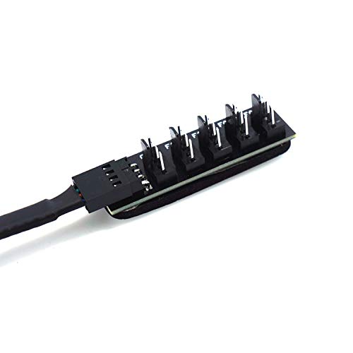 PWM Chassis Fan Splitter Hub Adapter CPU Cooling SATA to Fan-Header with 4 Pin PWM Controller | Dedicated Supply from PSU to Link Multiple Points,RGB (1to5 Motherboard Power Supply Hub-1P)
