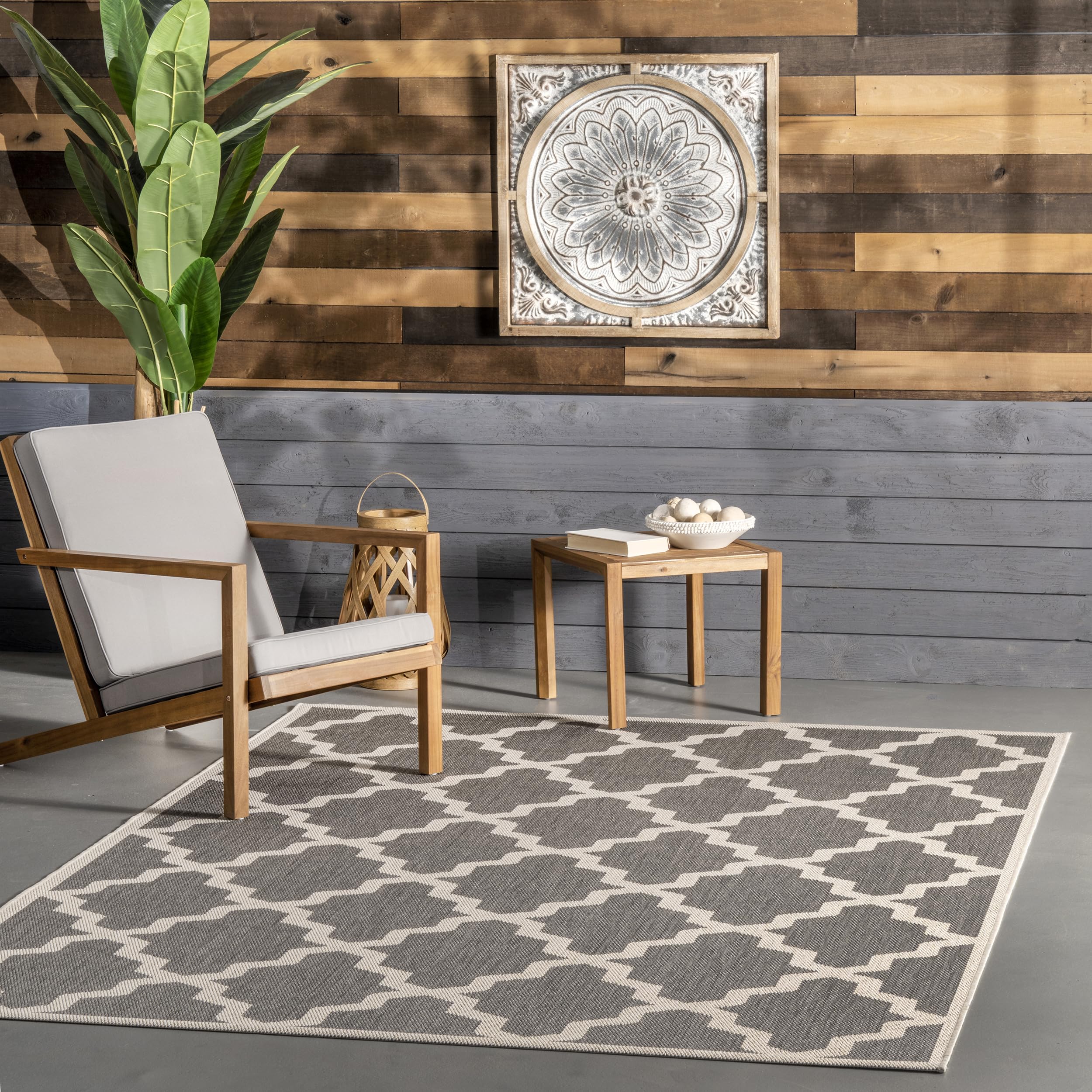 nuLOOM Gina Lattice Indoor/Outdoor Area Rug, 8x11, Gray