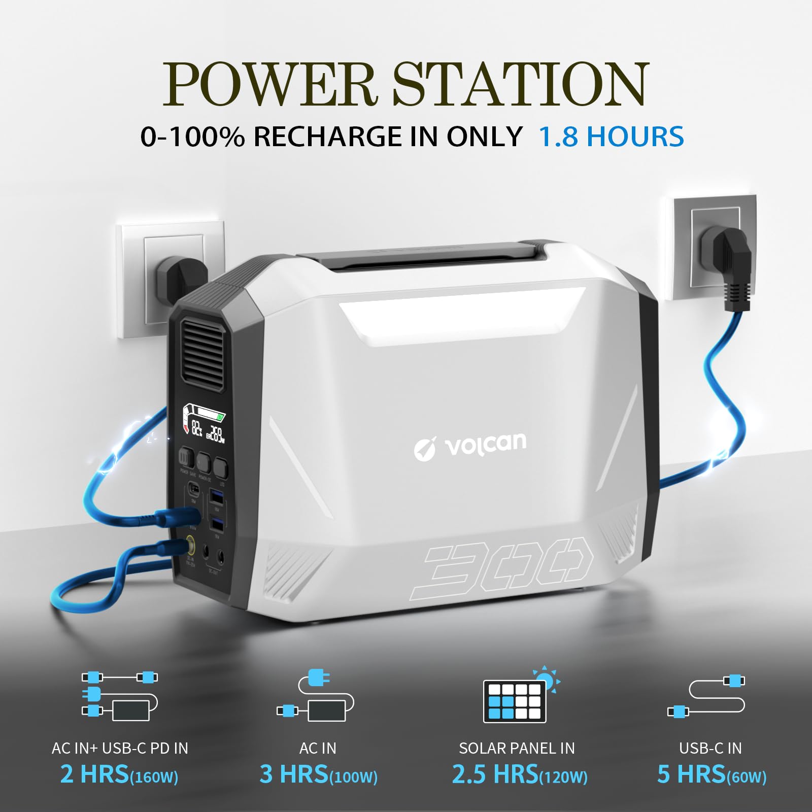 Portable Power Station - Outdoor Generator with Solar Panel 120W - 3000 Cycles, 1.8-Hour Fast Charging - Lightweight Solar Generator - Ideal for Tailgating and Outdoor Events