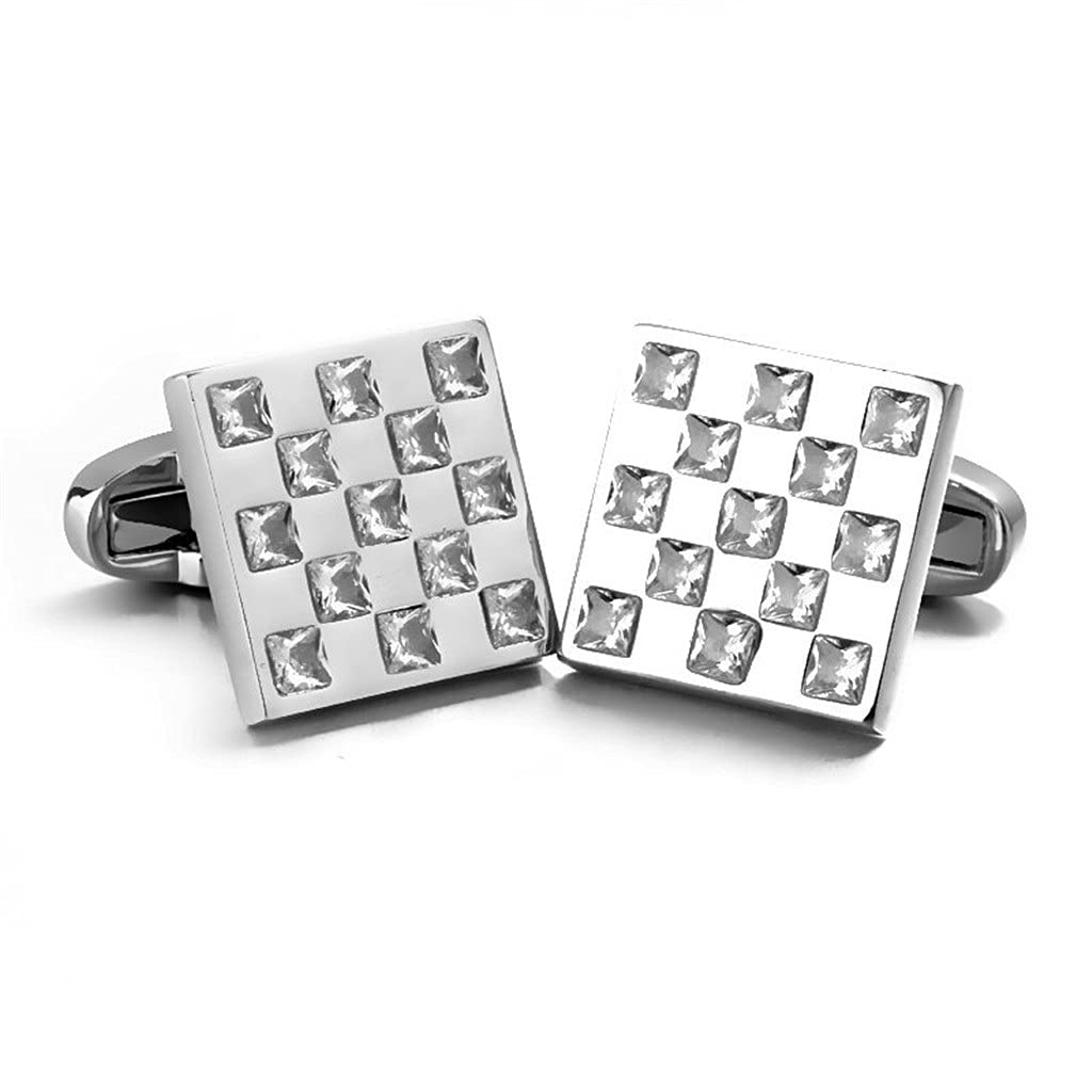 Zircon Cufflinks Business French Shirt Generous Cuffs Copper Oxidation Resistant and Durable (Color : Silver, Size : As Shown) (Silver As Shown)