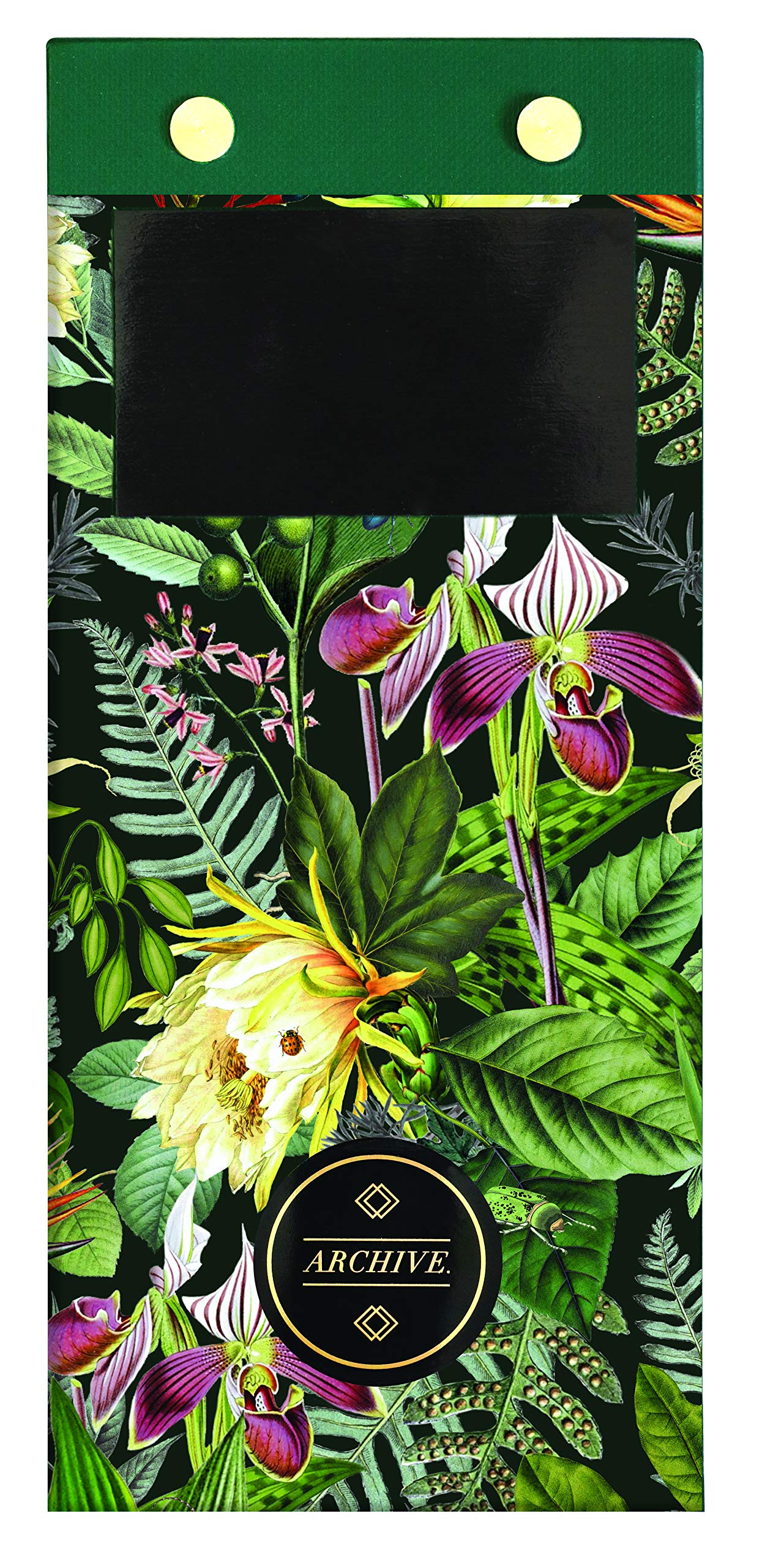 Portico Designs Magnetic List Pad Archive Collection 85-Page Notepad, 8.5" x 3.7", Green/Gold