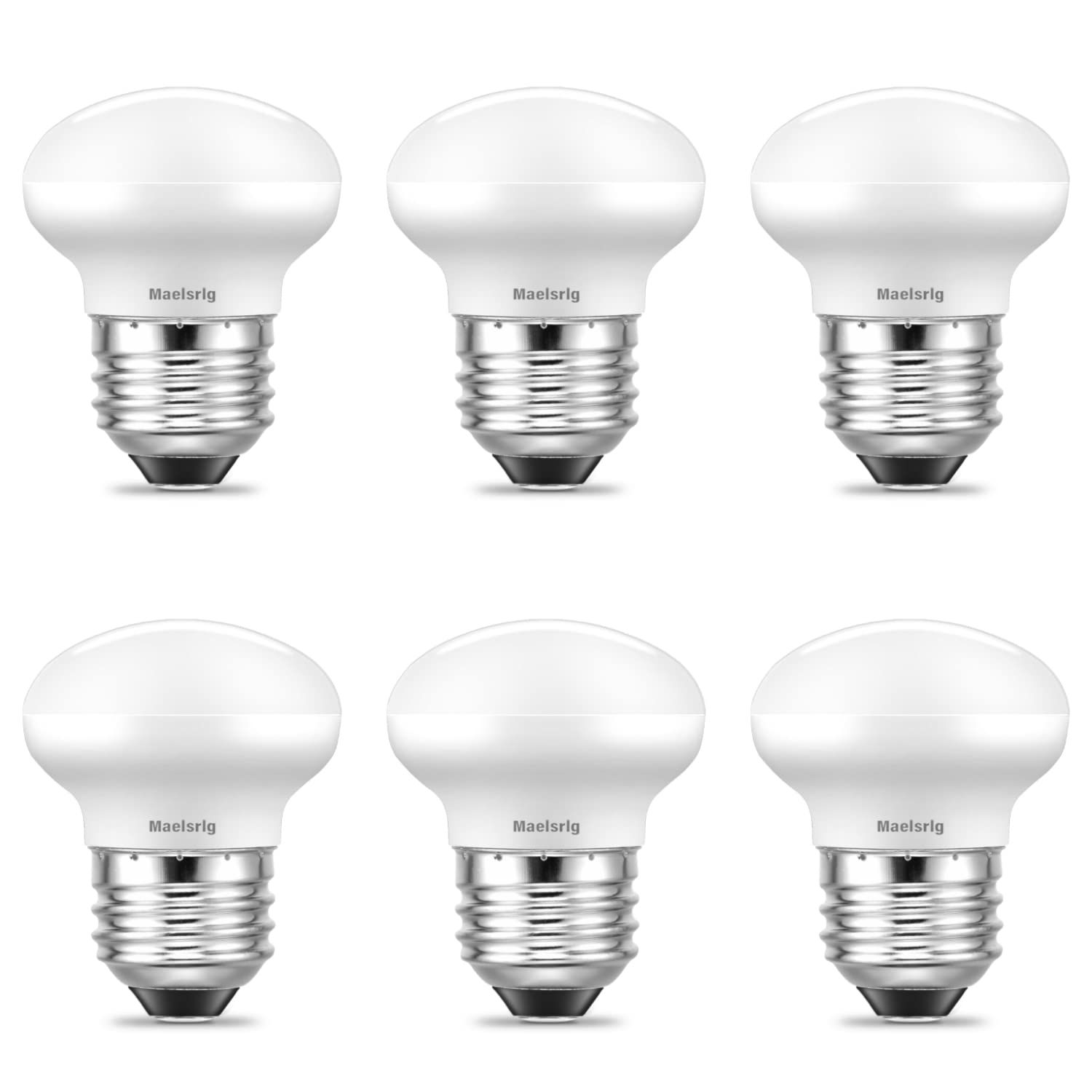 R14 LED Bulb, Mini Reflector Floodlight Light Bulbs, 40W Equivalent, 5000K Daylight, Flicker-Free, 3W 300 Lumens, Non-Dimmable, E26 Base, Pack of 6 - Curio Cabinet Light Bulb, Short Light Bulbs