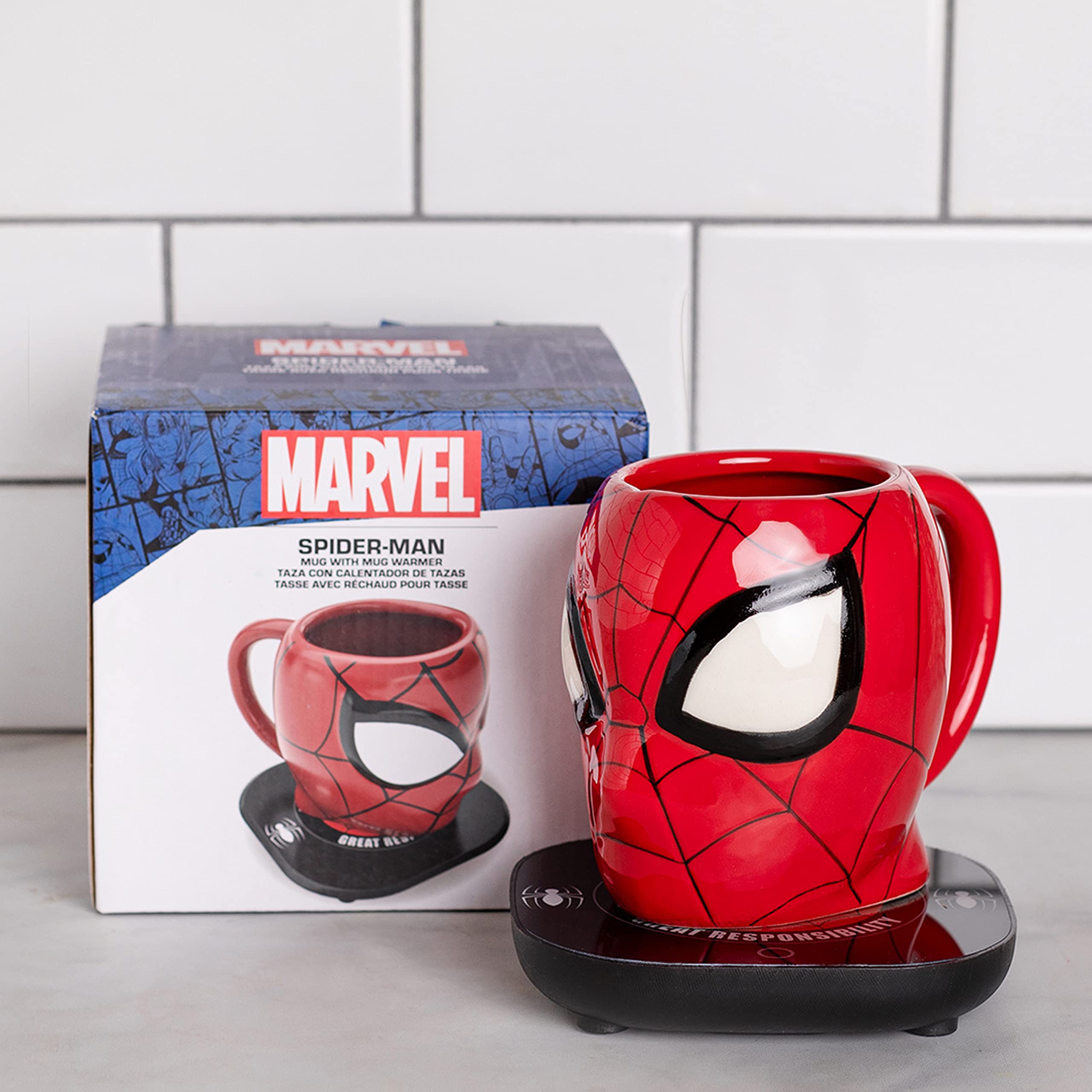 Uncanny Brands Spider-Man Mug Warmer with Spidey Molded Mug β Keeps Your Favorite Beverage Warm - Auto Shut On/Off