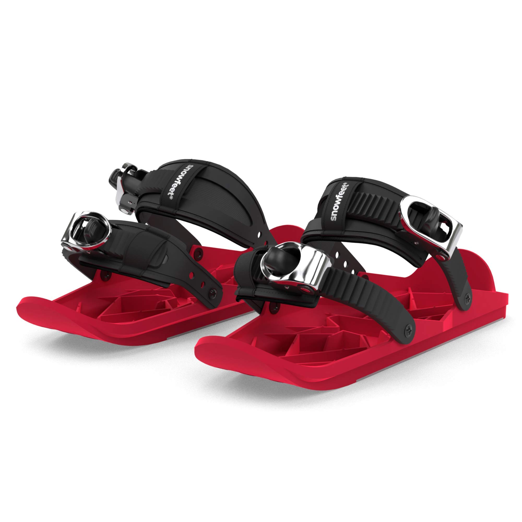 Snowfeet - Mini Short Ski Skates for Snow | Skis for Winter Shoes | Short Snowskates Snowblades Skiboards | The Real Original (RED)