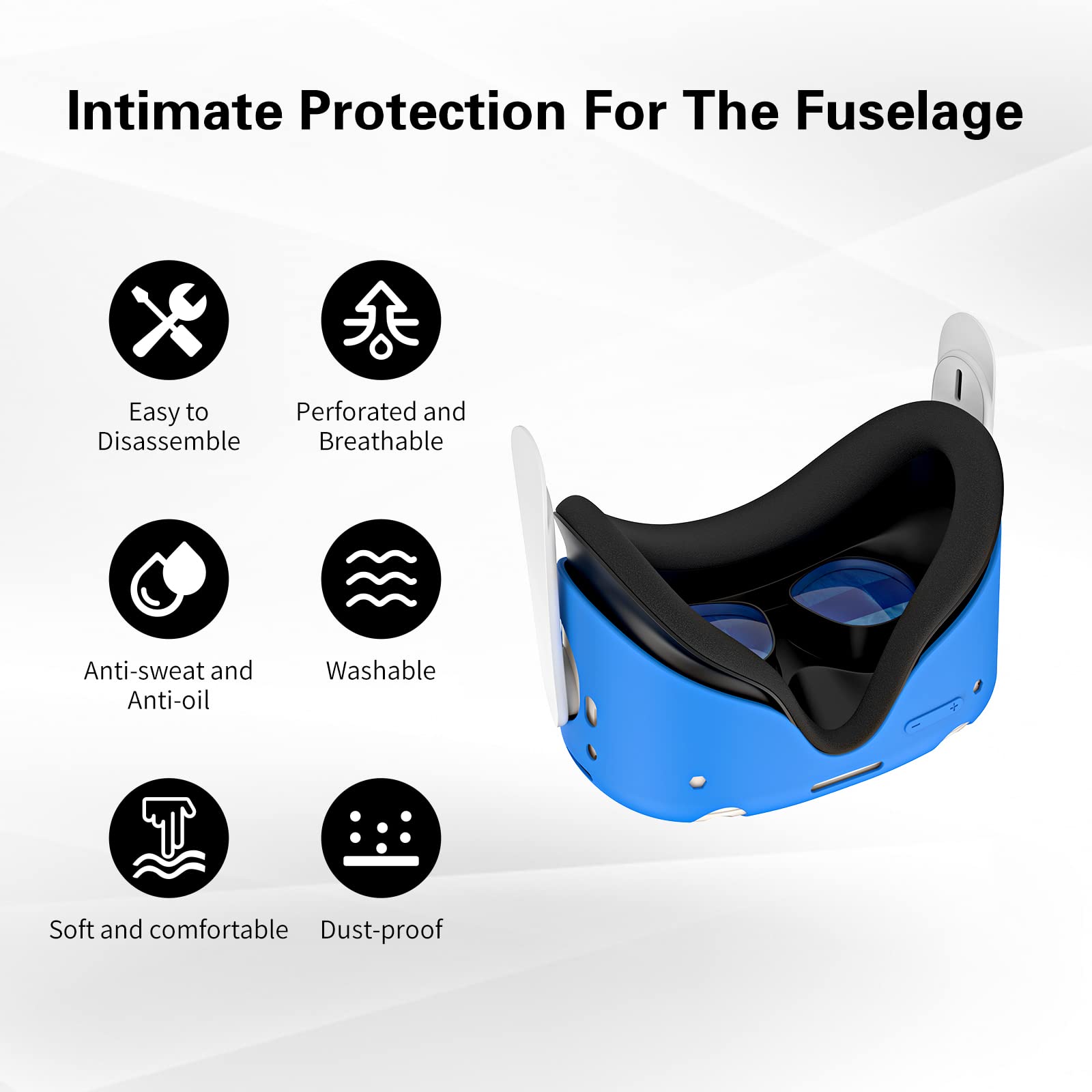 TATAVR VR Headset Protective Cover, Silicone VR Shell Front Face Protector Cover for Quest 2 Anti Scratch Anti Dust Anti Shock, Soft and Washable (Blue)