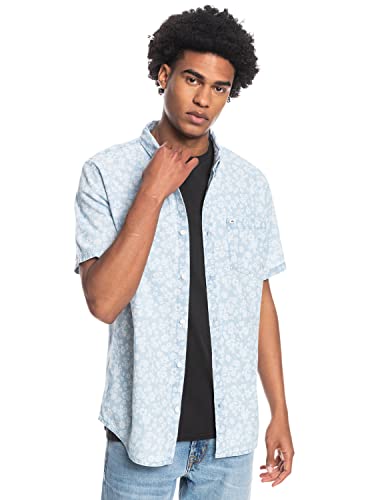 Quiksilver Men's Axwell Button Down Shirt, Trellis Chambray, Large