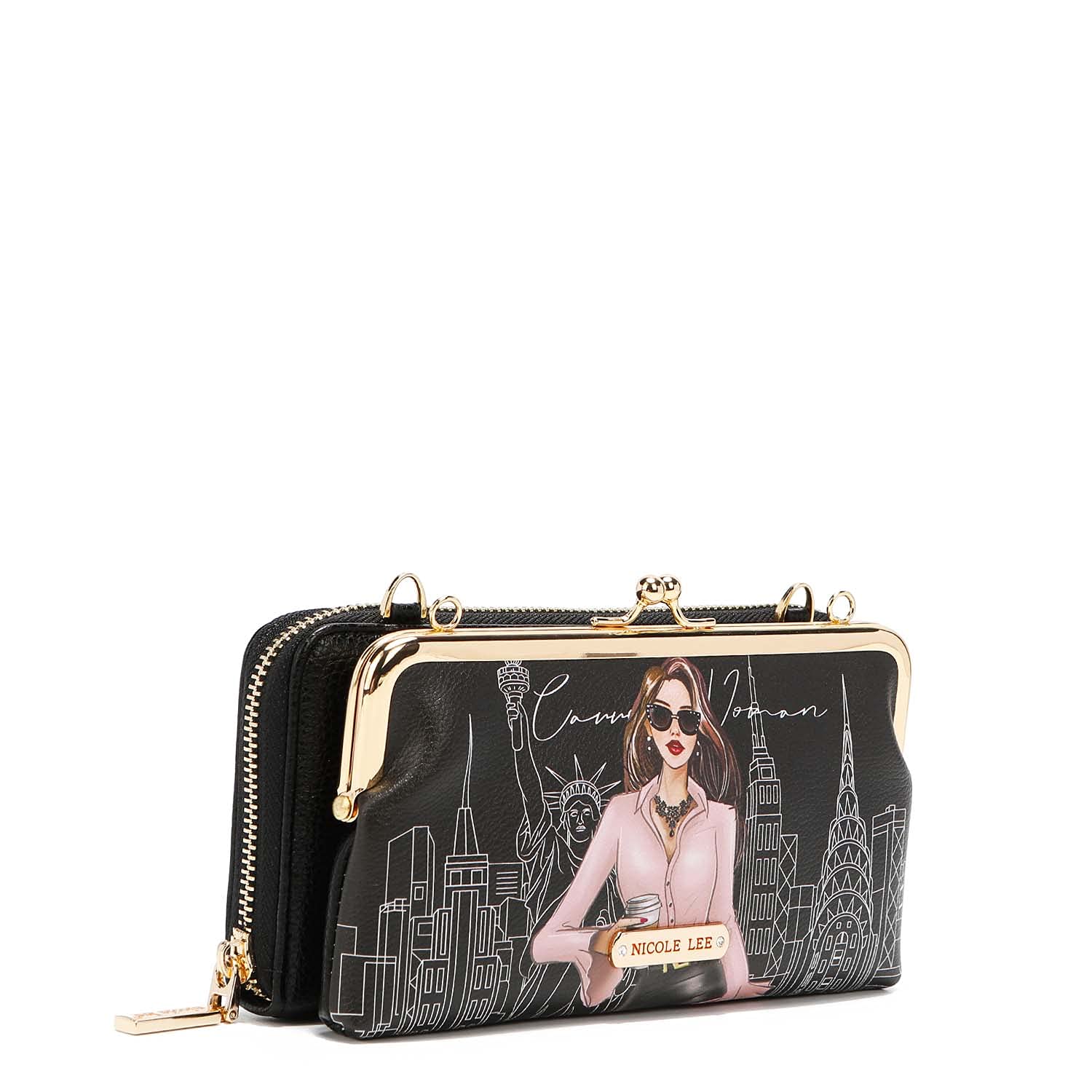 Nicole Lee Signature Kiss Lock Crossbody Wallet (CAREER WOMAN)
