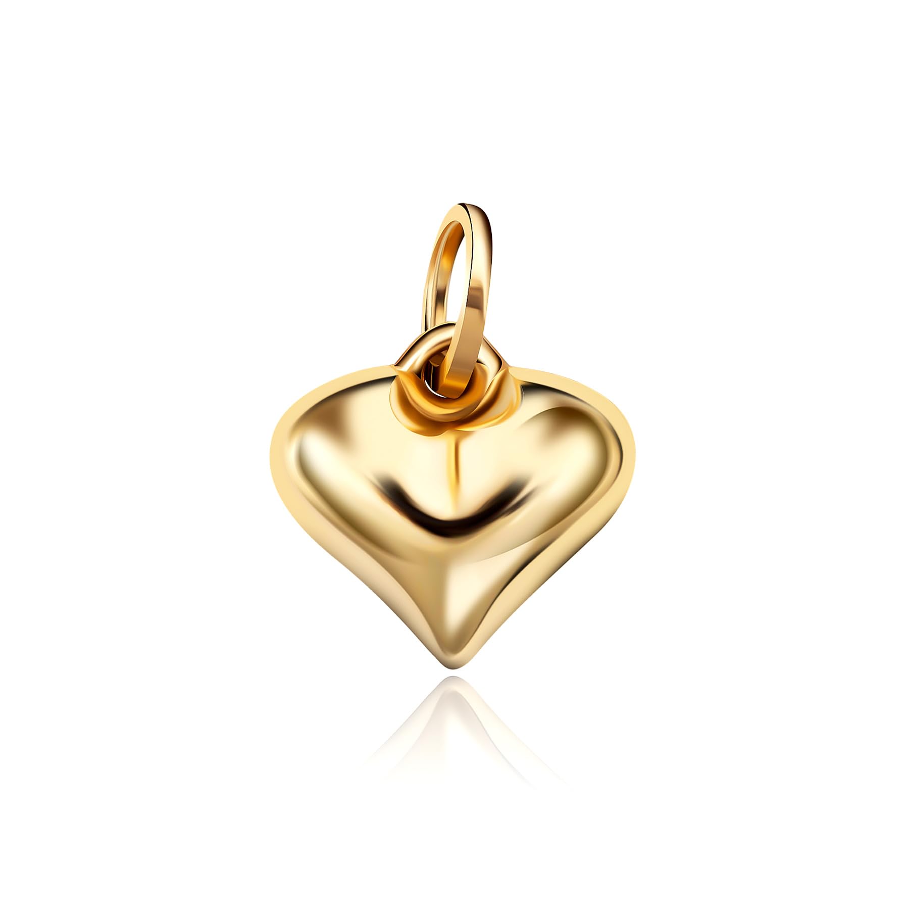 PORI JEWELERS 14K Solid Yellow Gold Heart Charm Pendants- Multiple Styles (Puff Heart - Small)