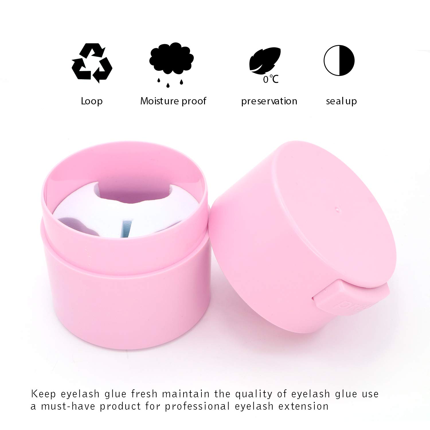RIISCA Glue Storage Container for Eyelash Extension-Eyelash Glue Storage Tank-Glue Jar Sealed for Women-Grafting Eyelash Supplies