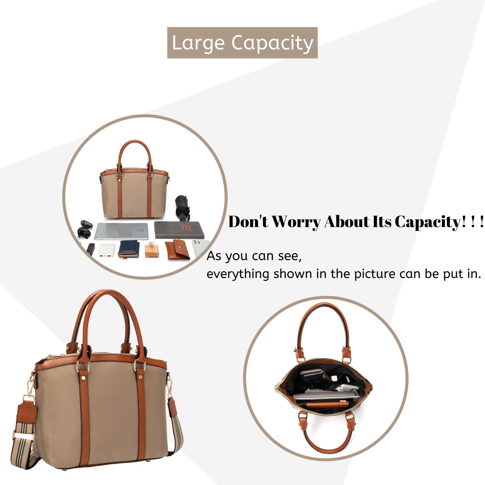 TMFAN Women Satchel Handbags Top Handle Work Bag Shoulder Purse and Wallet Set, Grey