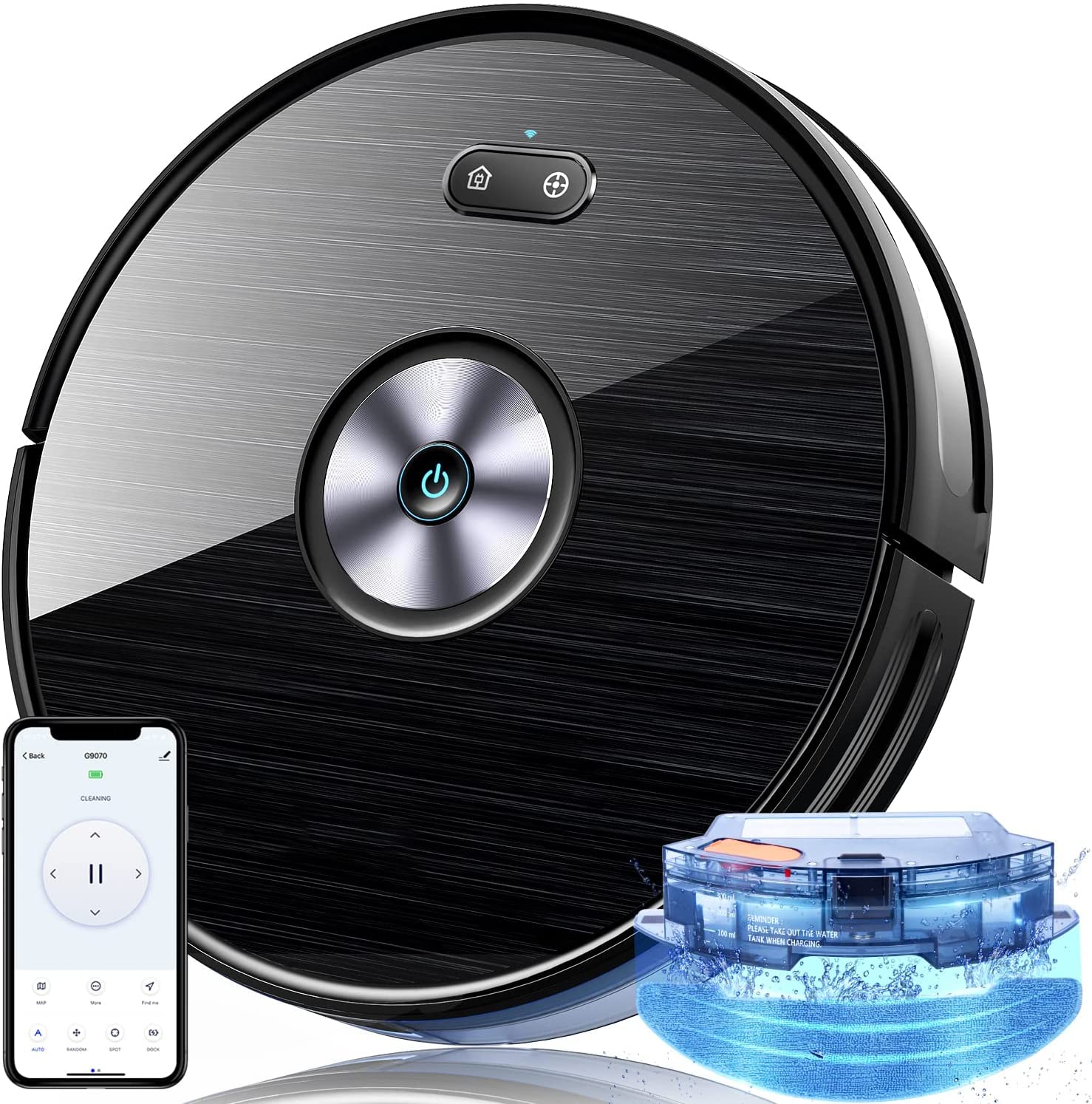 Robot Vacuum Cleaner, 2200Pa Robot Vacuum and Mop Combo, Super Thin 2.7'' Self-Charging Robotic Vacuum Cleaner, Boundary Strips Included Compatible with Alexa, Ideal for Pet Hair, Carpets, Hard Floor