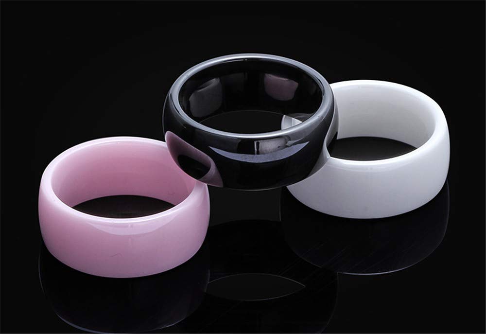 PAURO Women's Ceramic Jewelry High Polished Classic Design Engagement Wedding Band Ring Pink Size 9