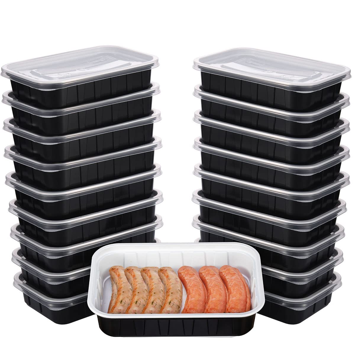 OTOR Bento box Meal Prep Containers with Clear Airtight Lids 17oz Lunch Boxes Deli Container take away food storage Two-color process 25 Sets