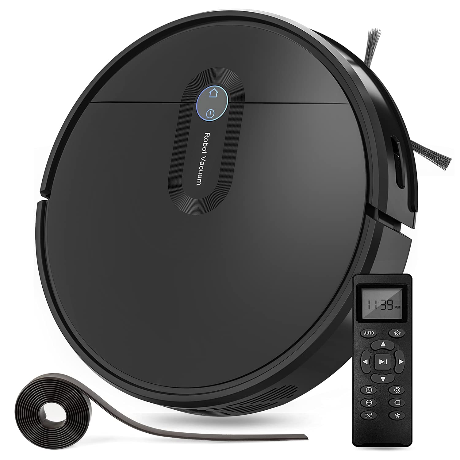 Robot Vacuum, 2000Pa Robotic Vacuum Cleaner with Triple-Filter System, 120-min Runtime Smart Robot Vac Good for Pet Hair, Carpets, Hard Floors, Self-Charging, Black