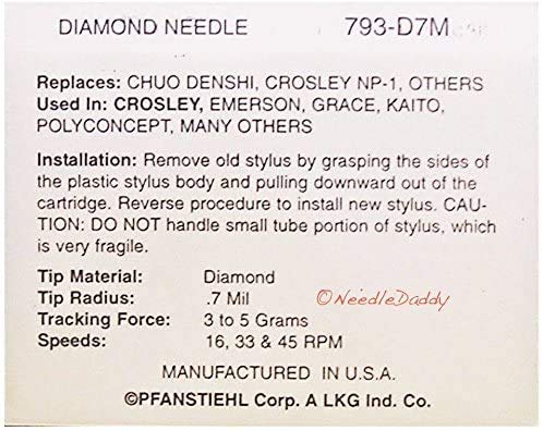 NP6 Diamond Stylus Replacement Needle for Crosley CR8005A Cruiser Turntables