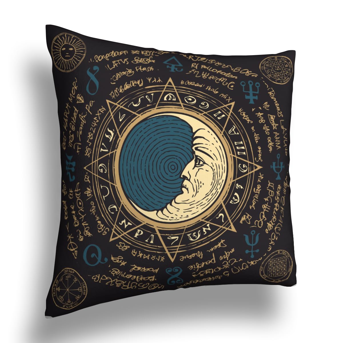 Moon Curse Religious Tarot Eight Pointed Star Sun Magic Pillow Covers Art Pillowcases Aesthetic Home Decor Bed Couch Sofa Office Living Room 18x18Inch