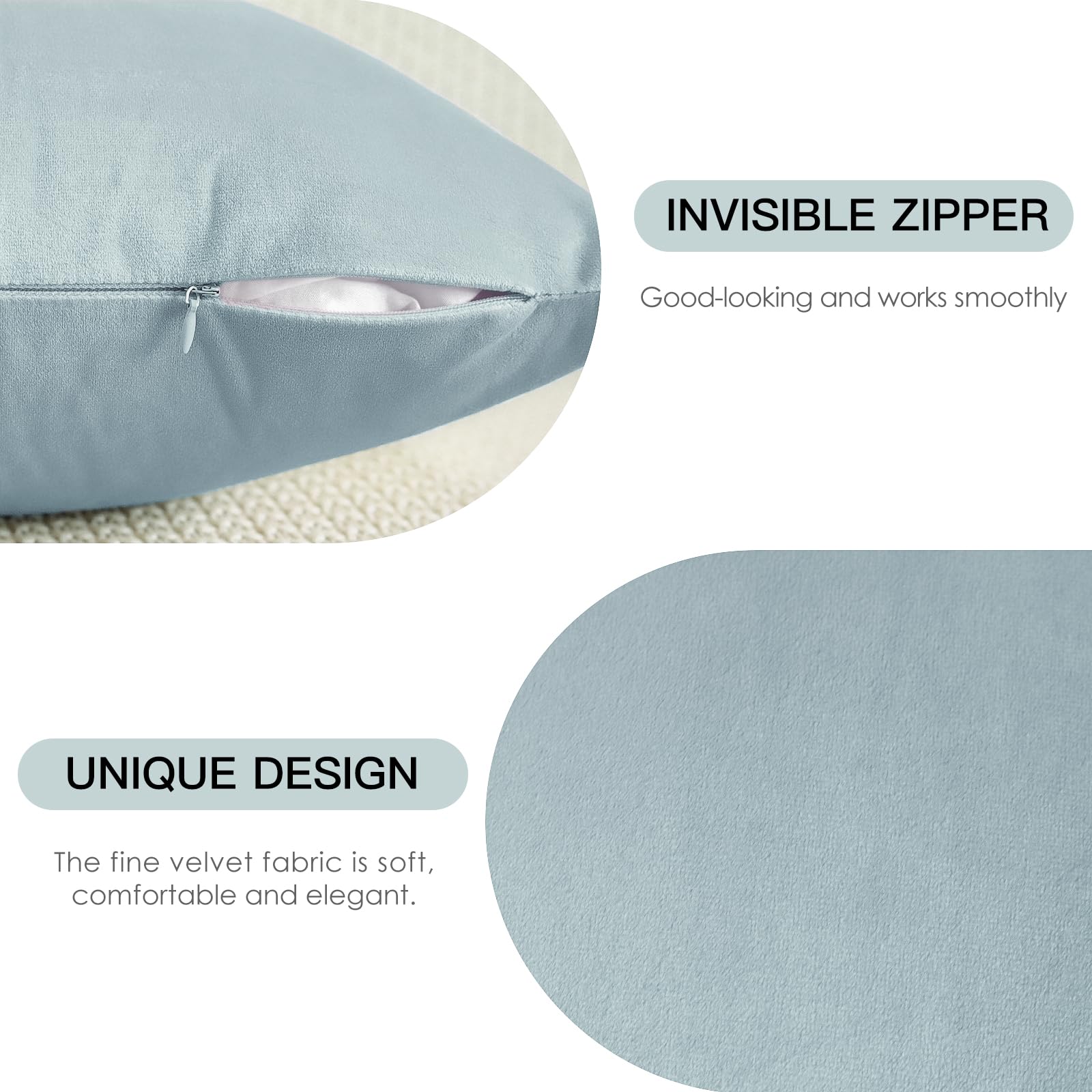 OTOSTAR Velvet Soft Solid Decorative Throw Pillow Covers 12 x 20 Inch Pillow Covers Lumbar Cushion Case Couch Pillowcases for Sofa Bed Home Decor Pack of 2 (Light Blue)