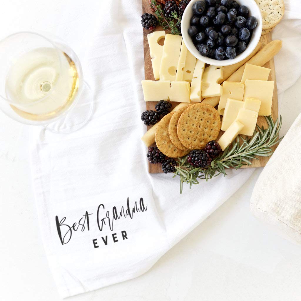 The Cotton & Canvas Co. Best Grandma Ever Soft and Absorbent Kitchen Tea Towel, Flour Sack Towel and Dish Cloth, for Her
