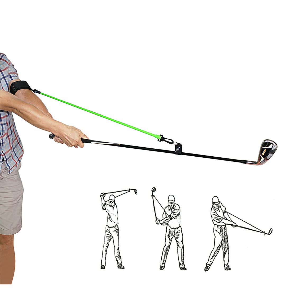 WEHOMY Adjustable Golf Swing Trainer Aid to Improve Your Swing Hinge, Forearm & Shoulder Rotation, Portable Training Tool for Beginner to Professional Golfer, (Green)