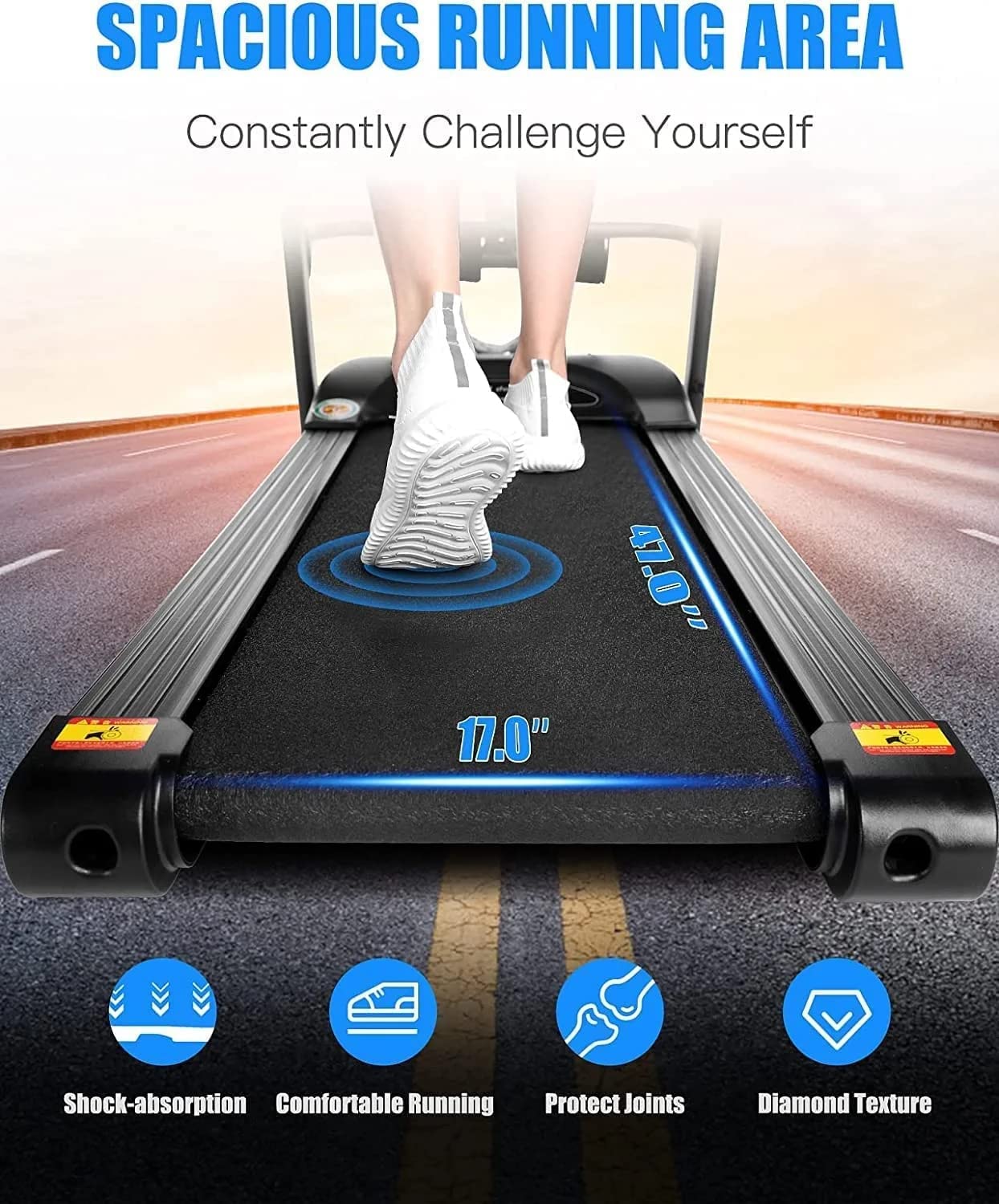 Treadmill 300 lb Capacity, Foldable Treadmill with Massage Head, Smart Electric Folding Treadmill Home Fitness Equipment with Incline TR12101