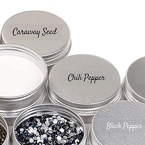 Spice Labels, Waterproof Minimalist Small Spice Jar Decals, Printed Modern Kitchen Herb Organization stickers, Clear Kitchen Pantry labels - Black, White, Silver and Gold (Black, 160 Standard)