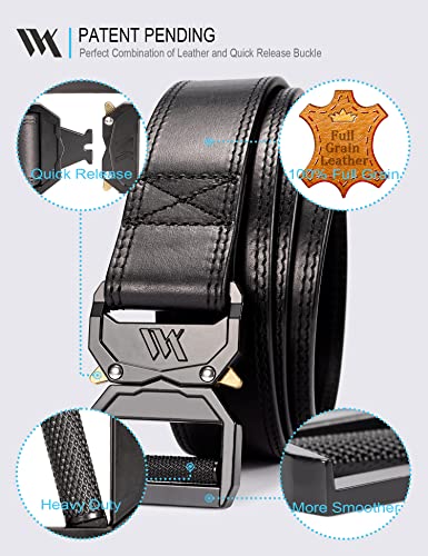 WOLFANT Leather Tactical Belt,100% Italian Solid Full Grain Leather Military Hiking Work Gun Belt with Quick Release Buckle…