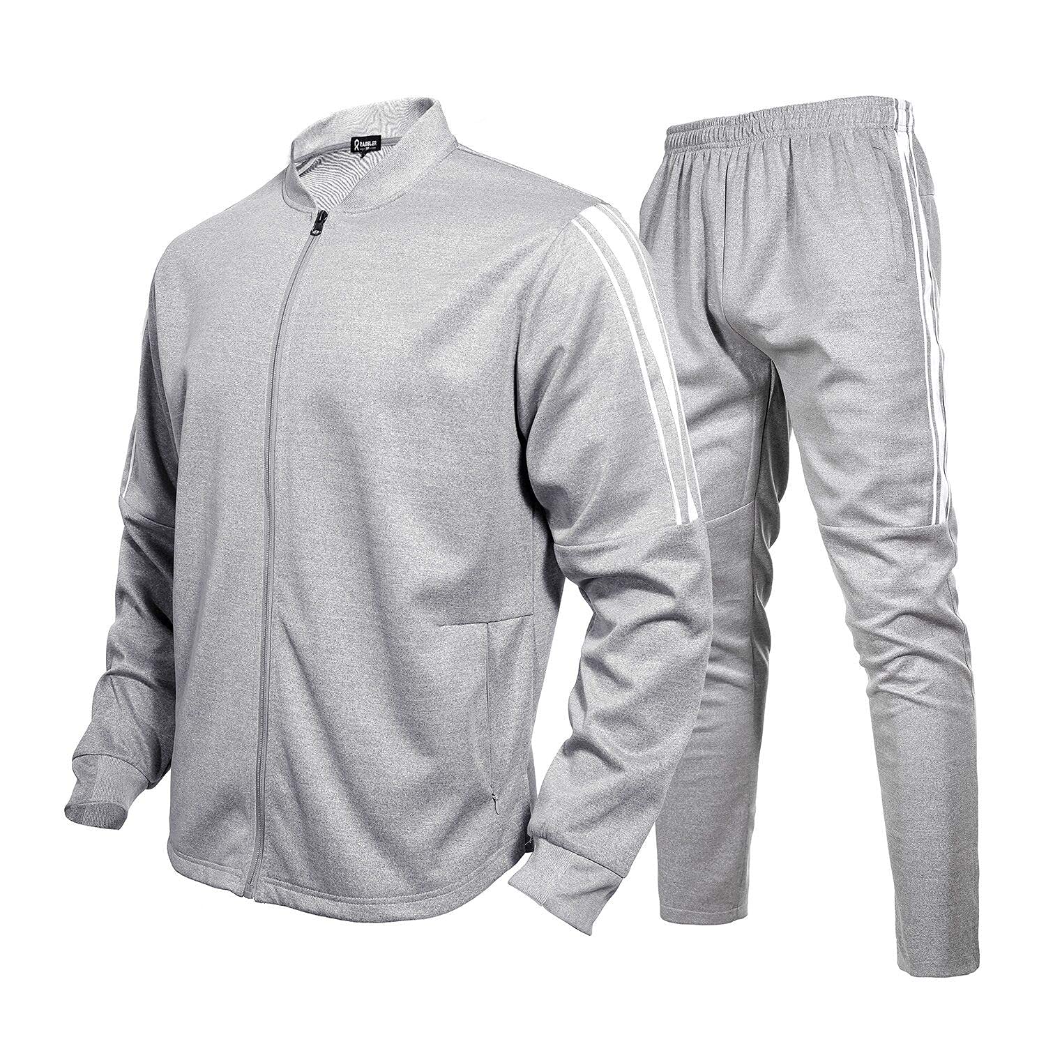 R RAMBLER 1985 Mens Sweatsuits 2 Piece Casual Long Sleeve Athletic Full Zip Track Suits Men Jogging Suits Set(Black,4XL)