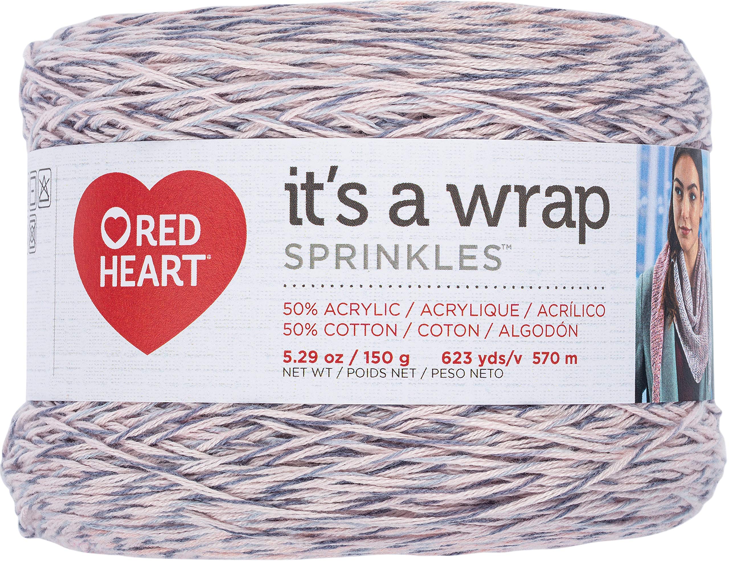 RED HEART E886.9282 It's A Wrap Sprinkles yarn Peach Cobbler