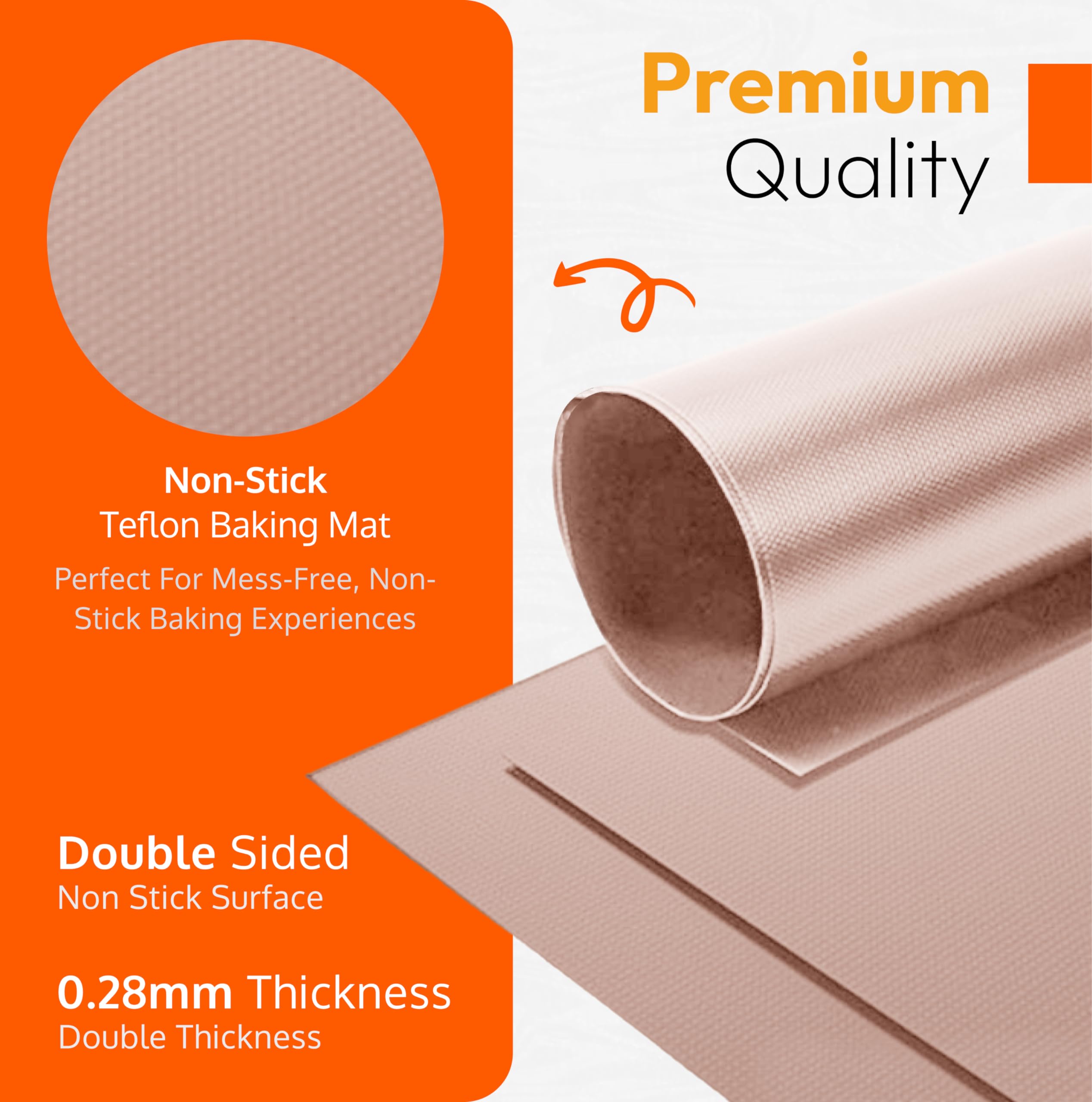 Teflon Sheets for Heat Press and Baking - Reusable PTFE Oven Liners, Premium Teflon Sheet for Baking - Heat Resistant Teflon Sheet - Food Safe, BPA & PFOA Free - Large 16" x 20β (3-Pack)