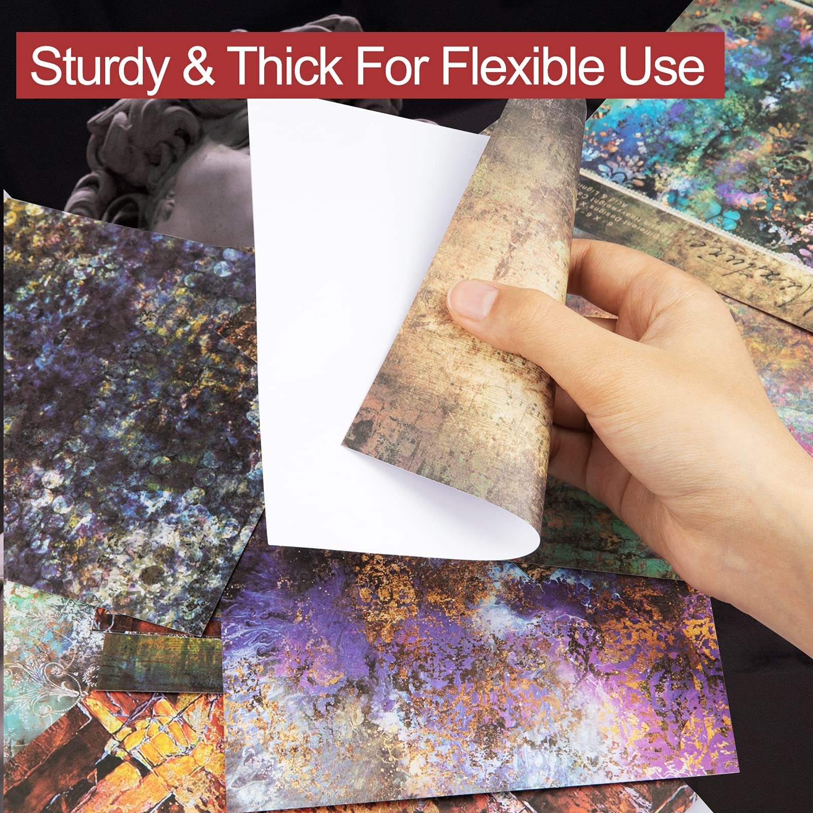VONDYU Single-Sided Scrapbook Paper Pad-Colors Mixture Scrapbooking Paper Collection Holiday 6" x 6" Cardstock Patterned Cardmaking Paper Pack DIY Photo Frame Background Decorative Page-24 Sheets