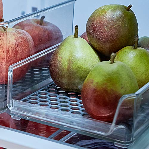 Spectrum Diversified Hexa in-Fridge Small Refrigerator Bin for Storage and Organization of Fruit Vegetables Produce and More, 8.5 x 6 x 2.25, Clear/Dark Gray