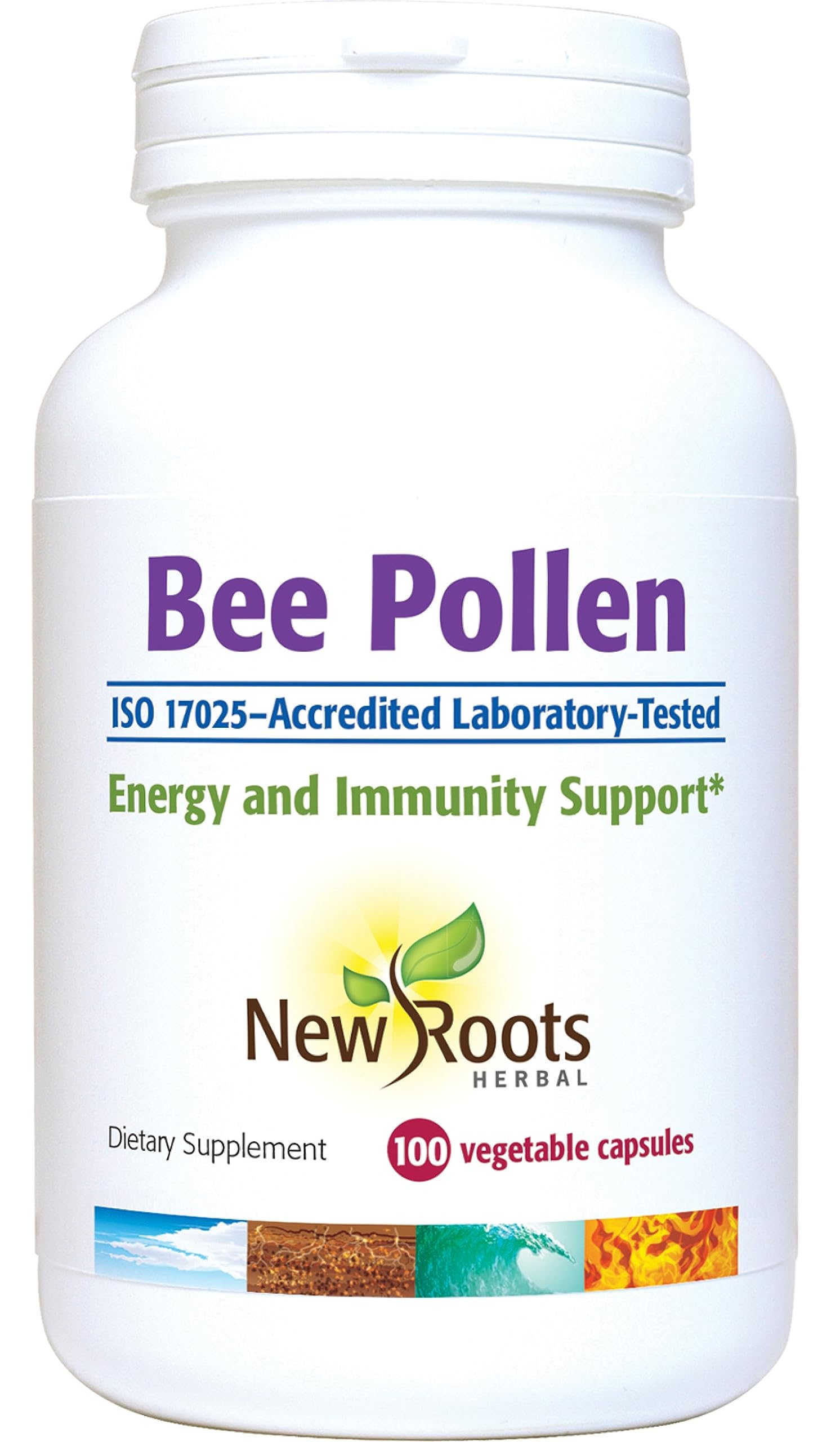 NEW ROOTS HERBAL Bee Pollen 1000mg (100 Count) | All Natural Bee Pollen Capsule Supplement | Rich in Minerals, Vitamins & Essential Amino Acids for Antioxidant Support and Bee Vitality | Non-GMO
