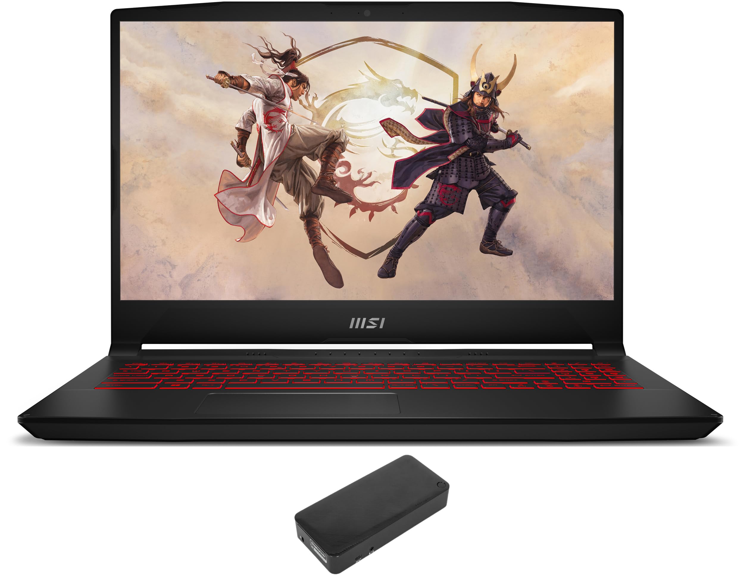 MSI Katana GF66 Gaming Laptop (Intel i7-12700H 14-Core, 64GB RAM, 2x4TB PCIe SSD RAID 1 (4TB), GeForce RTX 3060, 15.6" 144 Hz Full HD (1920x1080), WiFi, Bluetooth, Win 10 Pro) with USB-C Dock