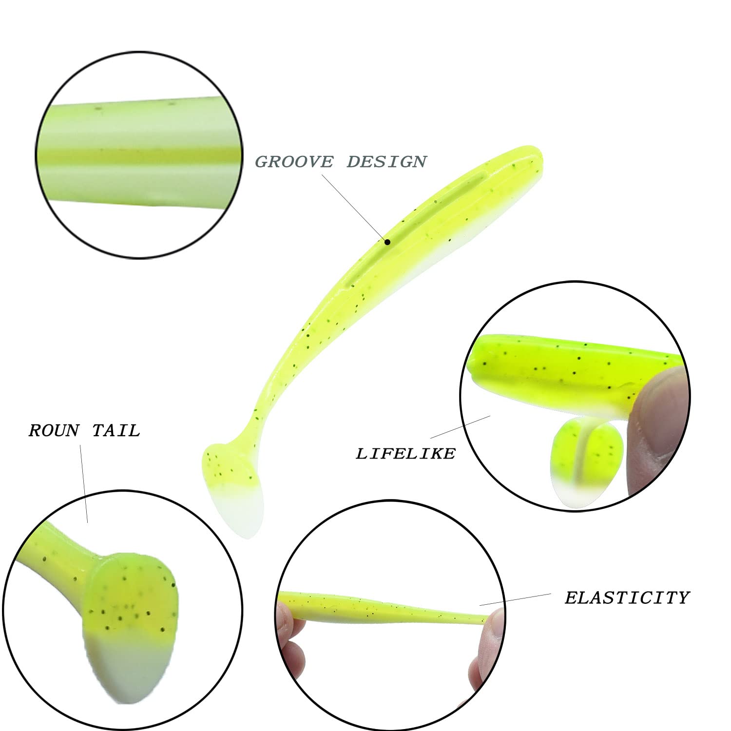 Soft Fishing Lures, 100PCS/50PCS Soft Plastic Baits Kit with Box for Fishing Trout Redfish Saltwater/Freshwater, 10 Mixed Colors/5Mixed Colors (100PCS/7cm/2g)