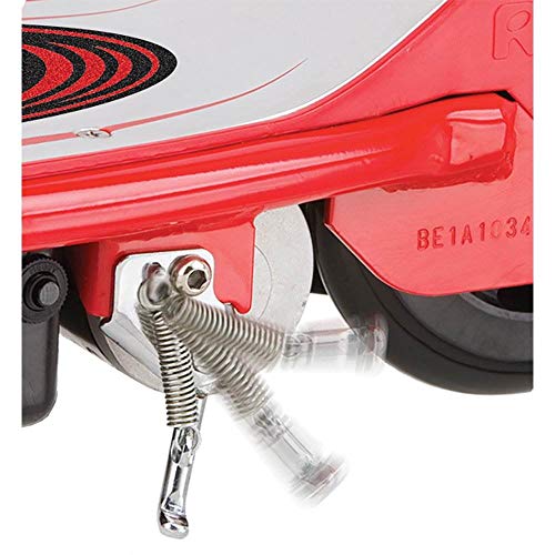 Razor E175 Motorized Rechargeable Electric Power Scooter with Acceleration Control and Front Brake, Red & V17 Youth Size Sport Safety Helmet, Black