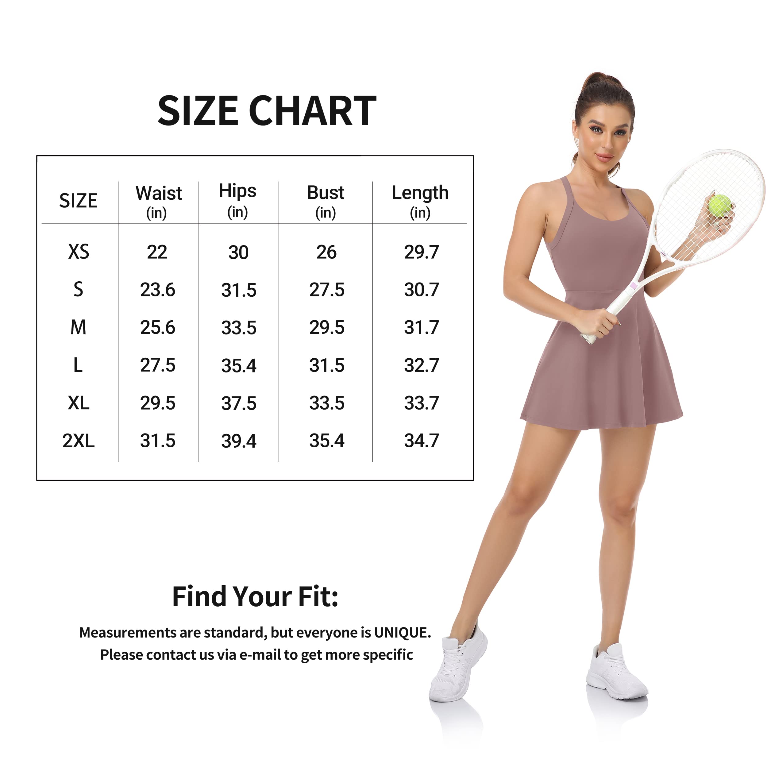 Womens Workout Tennis Dress with Built in Shorts and Bra Athletic Golf Activewear for Exercise Purple