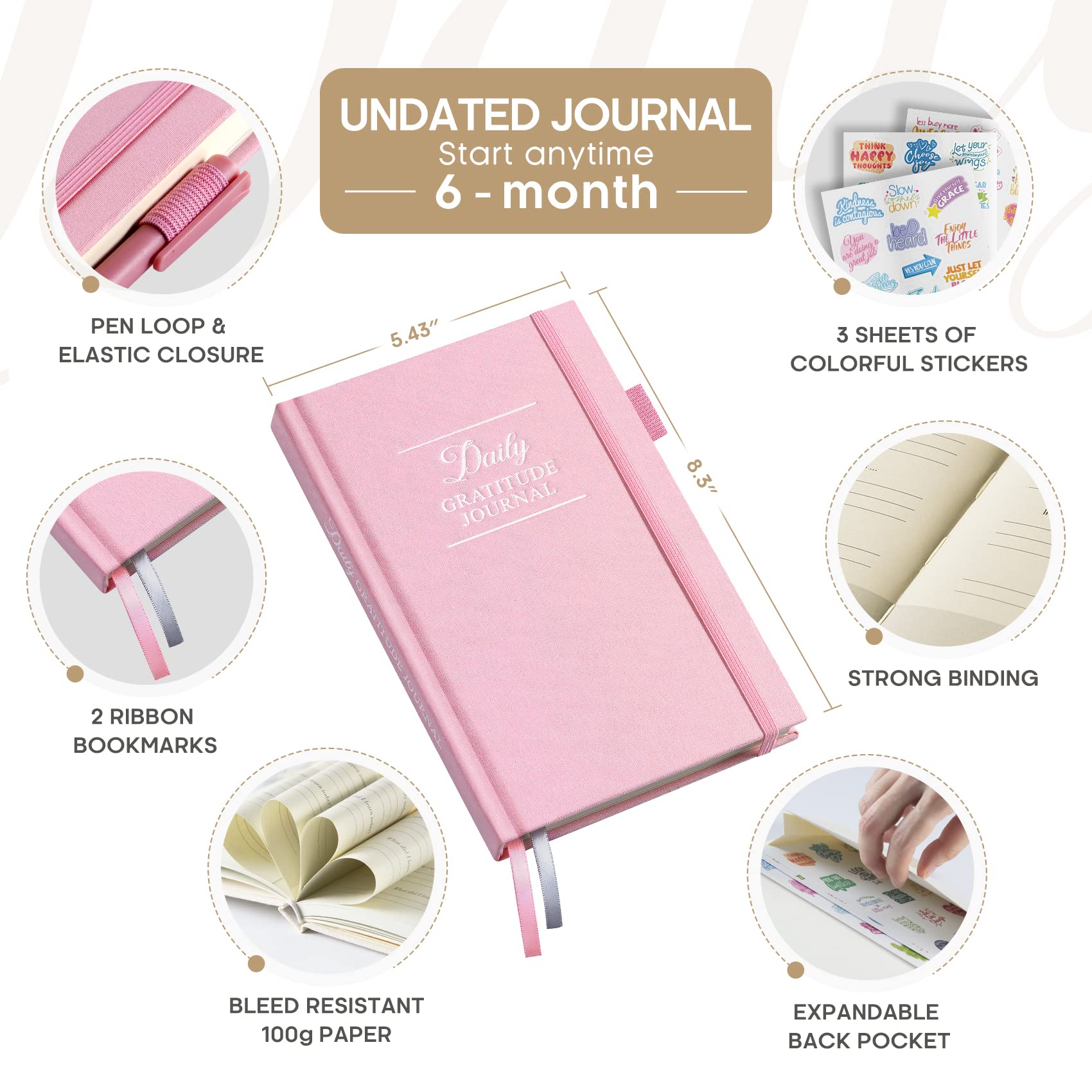 Taja Gratitude Journal for Women & Men: 5 Minute Journal, Daily Manifestation Mindfulness Journal With Positive & Grateful Prompts For More Happiness, Positivity, Affirmation and Self Care