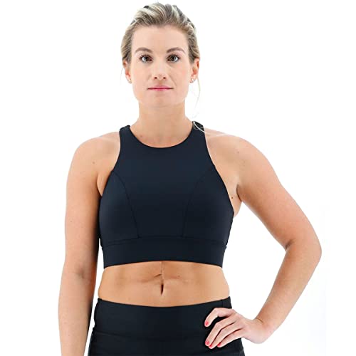 TYR Women's Standard Amira Bra Top for Swimming, Yoga, Fitness, and Workout, Black, Medium