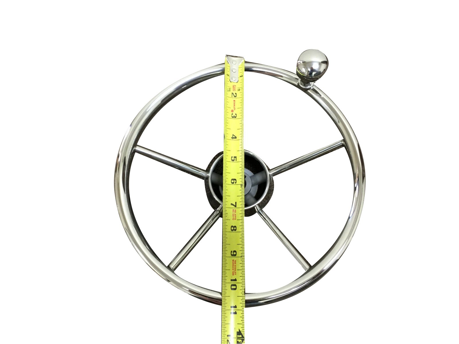 Pactrade Marine Destroyer 11" S.S Steering Wheel Control Knob Black Cap 5 Spoke