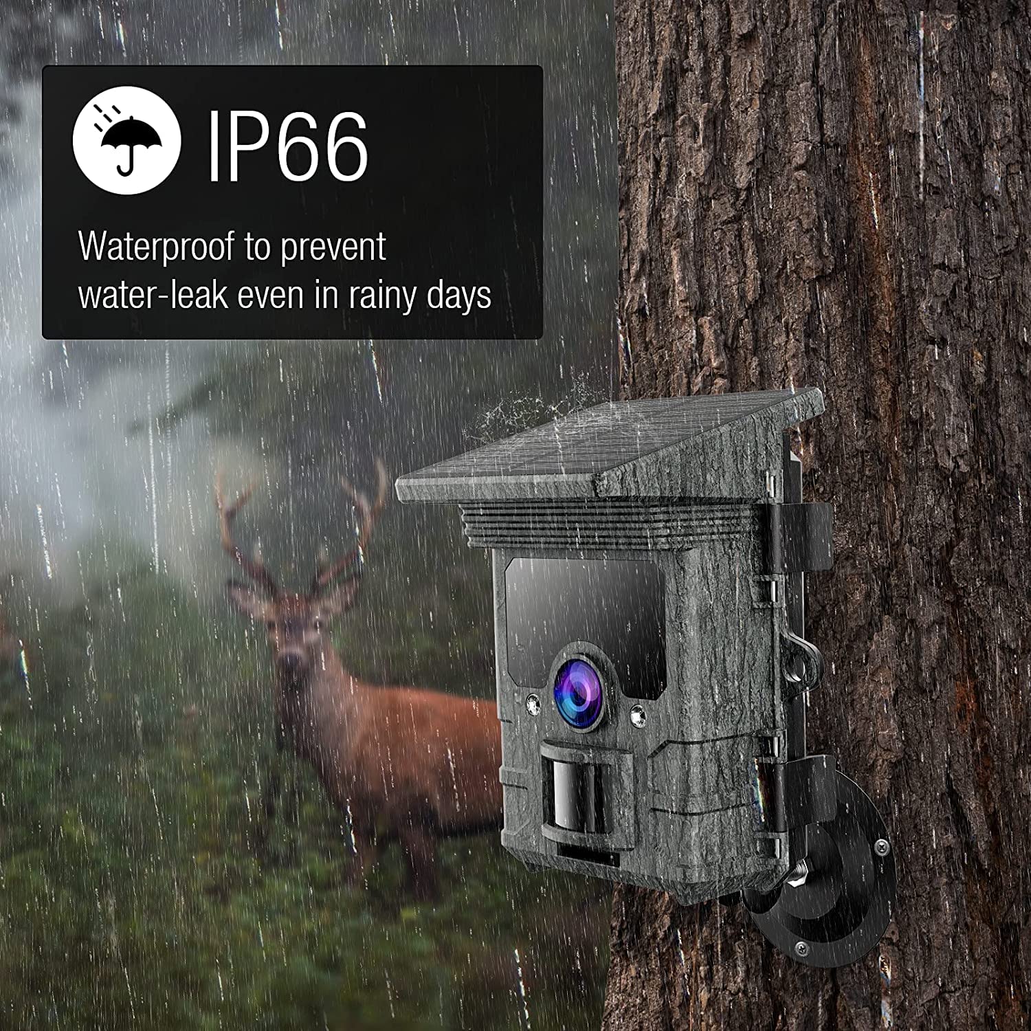 VOOPEAK Solar Trail Camera 4K 30fps - WiFi Bluetooth 46MP Hunting Game Camera - 120° Detection Angle Motion Sensor Night Vision IP66 Waterproof for Wildlife Trace