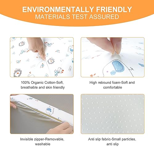 QIUBABYO Bassinet Mattress Pad,32"x16"x2" Breathable Cotton Cover,Waterproof Lining and High-Density Foam,Removable and Washable.Baby Cribs Topper for Moses Basket