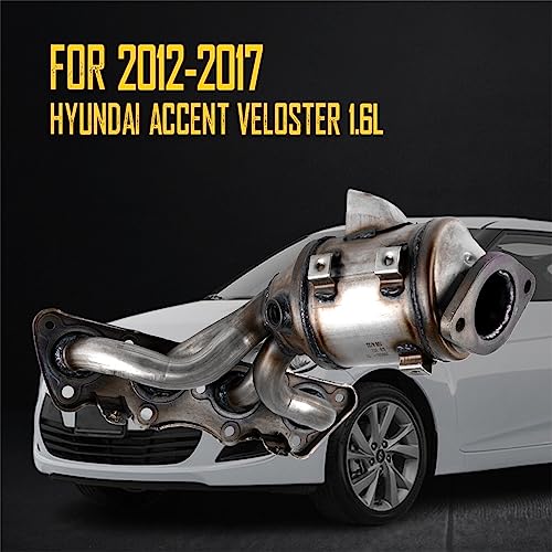 Prolenz Catalytic Converter Fit for 2012-2017 Accent Veloster 1.6L,673-891 Catalytic Converter with Protective Cover Stainless Steeland Ceramic Material