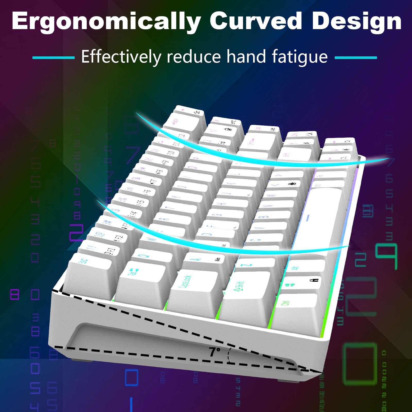 RK ROYAL KLUDGE RK68 (RK855) Wired 65% Mechanical Keyboard, RGB Backlit Ultra-Compact 60% Layout 68 Keys Gaming Keyboard, Hot Swappable Keyboard with Stand-Alone Arrow/Control Keys, Brown Switch White