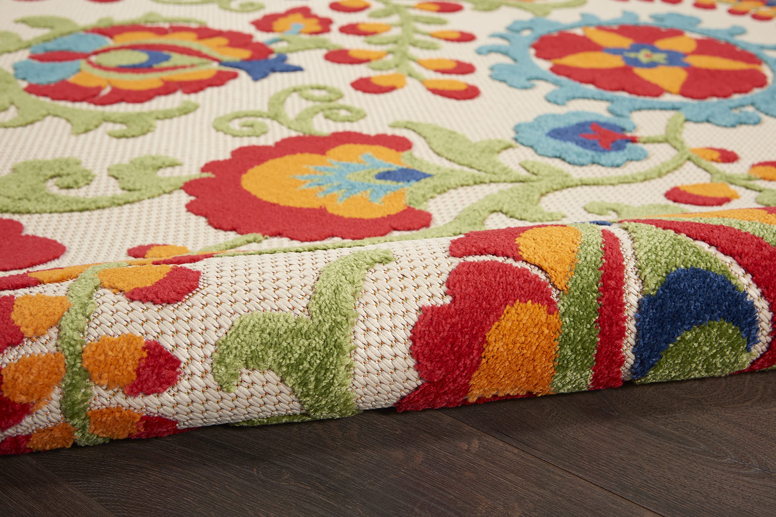 Nourison Aloha Indoor/Outdoor Multicolor 7'10'' x 10'6'' Area--Rug, Easy--Cleaning, Non Shedding, Bed Room, Living Room, Dining Room, Backyard, Deck, Patio (8x11)